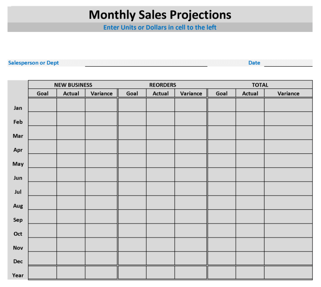 Sales Projection Template With Sales Projection Templates Db excel