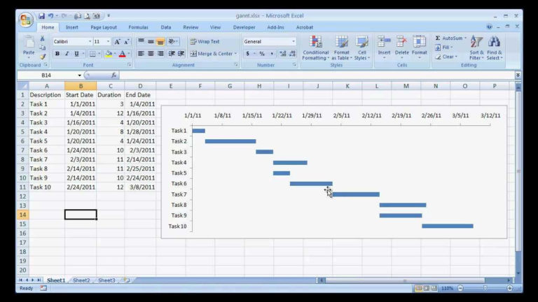 Simple Gantt Chart Excel | Chart Template For Microsoft Office Gantt ...