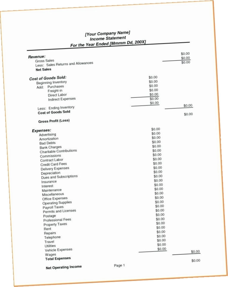 Small Business Income Statement 7Bgz Excel Profit And Loss Template ...