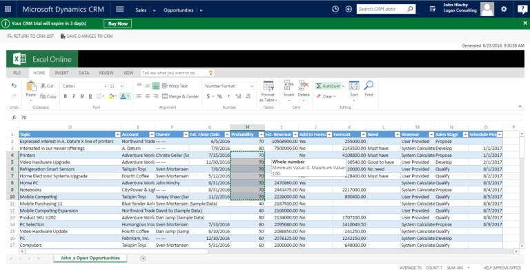 Using Excel Online: How To Easily Change And Update Crm Records and ...