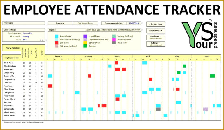 3 Employee Time Off Tracker Template | Fabtemplatez in Tracking ...