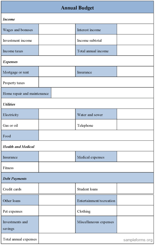 Annual Budget Form : Sample Forms with Budget Forms Sample — db-excel.com