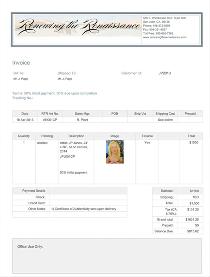 Art Commission Invoice Template Meltemplates In Artist Invoice 