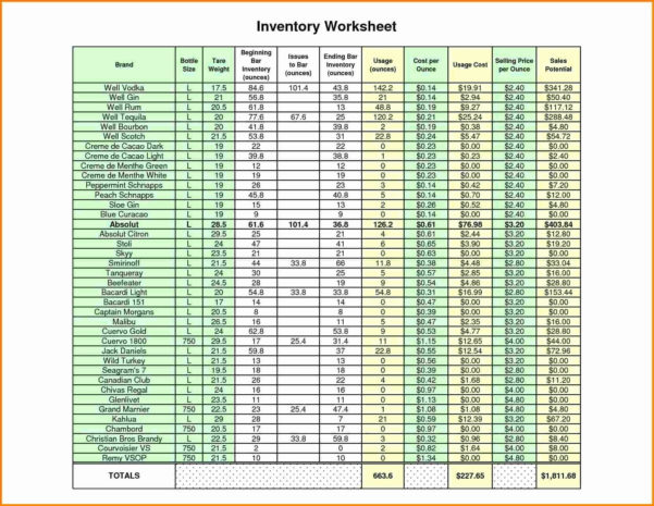 Bar Liquor Inventory Spreadsheet Unique Bar Inventory List Template ...