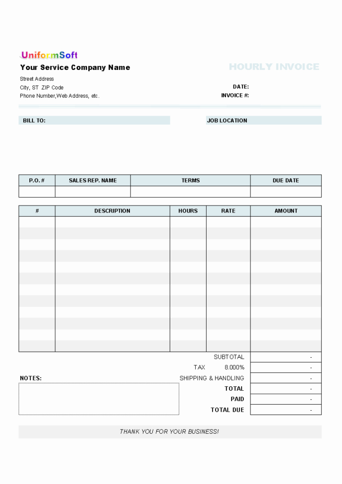 Hourly Invoice Template — db-excel.com