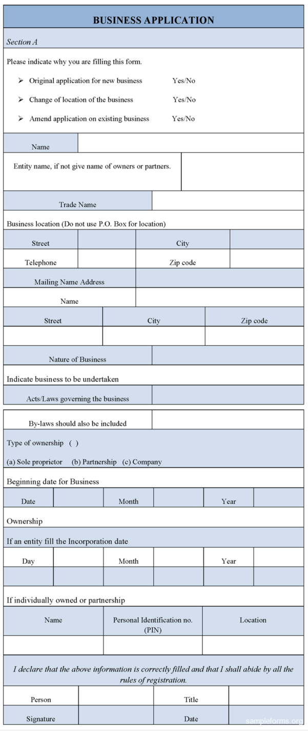 Business Application Form : Sample Forms with Business Applications ...