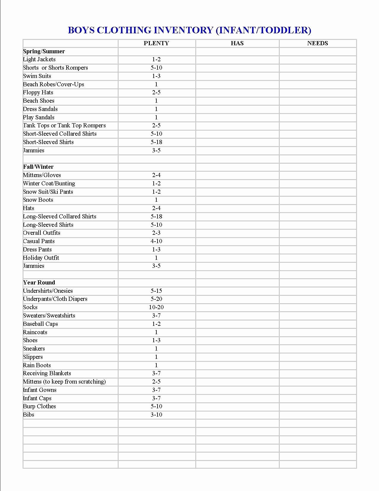 Clothing Inventory Spreadsheet Unique Blank Inventory Sheet Template