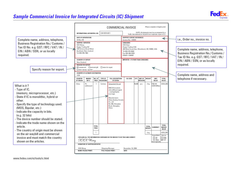 Commercial Invoice Fedex Template 13 - Colorium Laboratorium with Fedex ...