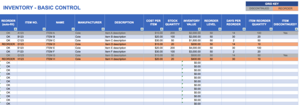 Simple Inventory Control Spreadsheet — db-excel.com