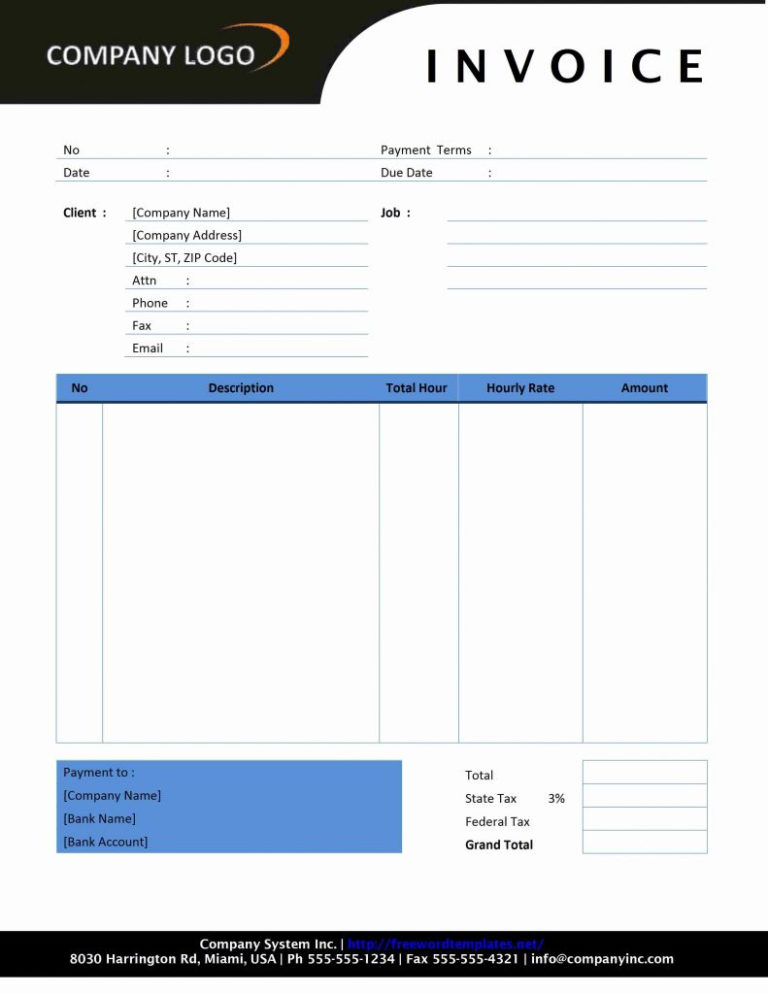 Hourly Invoice Template Excel Free Hourly Invoice Template Excel Pdf in ...