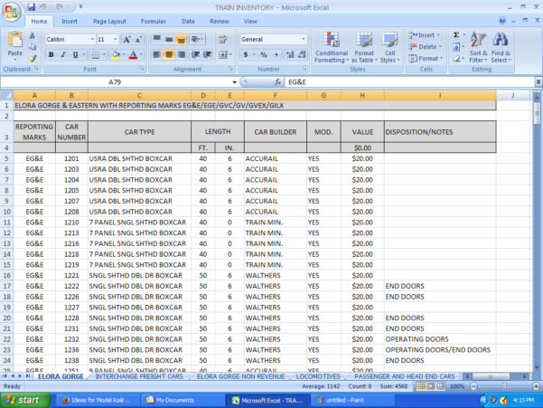Ideas For Model Railroad Inventory - Excel Spreadsheet Vs. Software ...