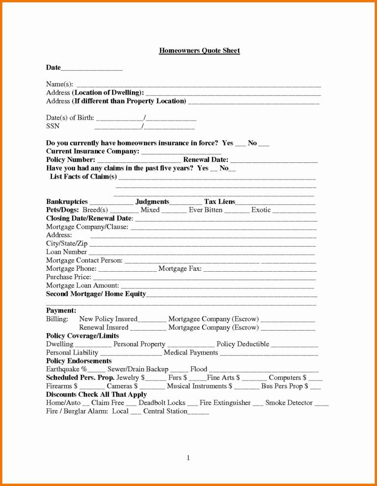 Insurance Quote Comparison Spreadsheet Luxury Spreadsheet Template with ...