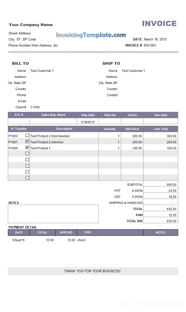 Payment Invoice Template — db-excel.com