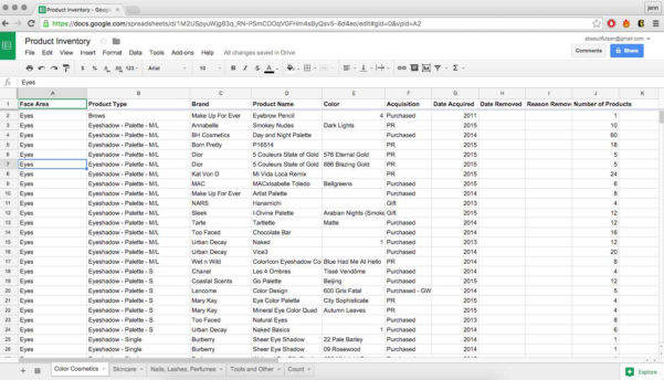 Makeup Inventory Spreadsheet — db-excel.com