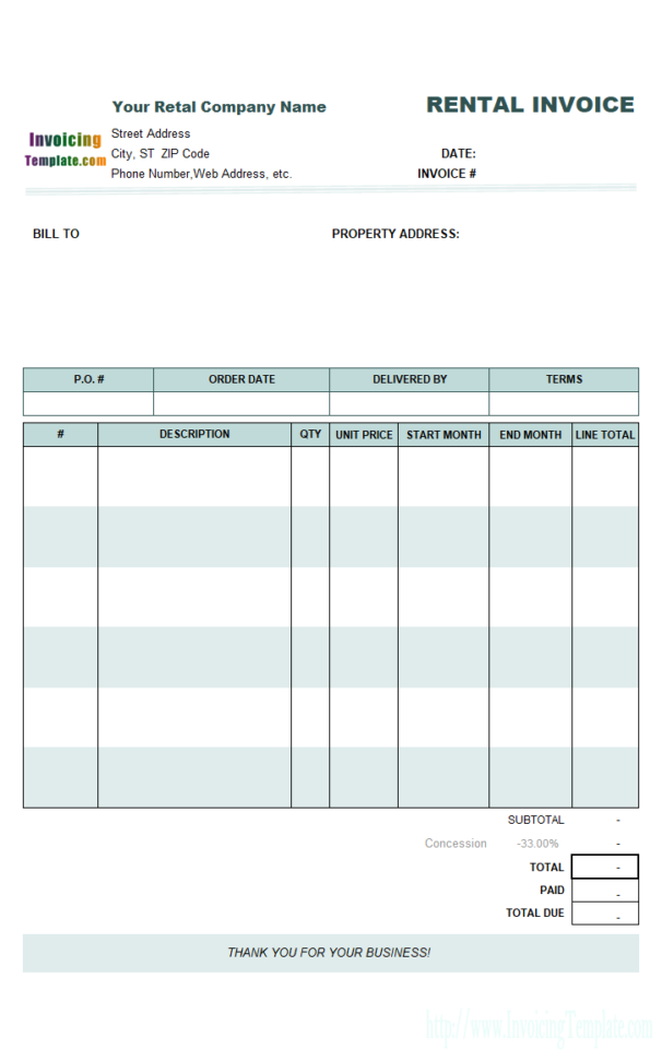 Rent Invoice Template — db-excel.com