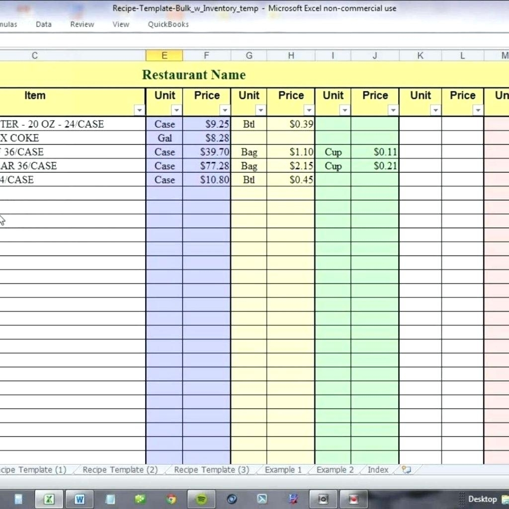 Standardized Recipe Template Throughout Spreadsheet Spreadsheet With Standardized Recipe Template Throughout Spreadsheet Spreadsheet With