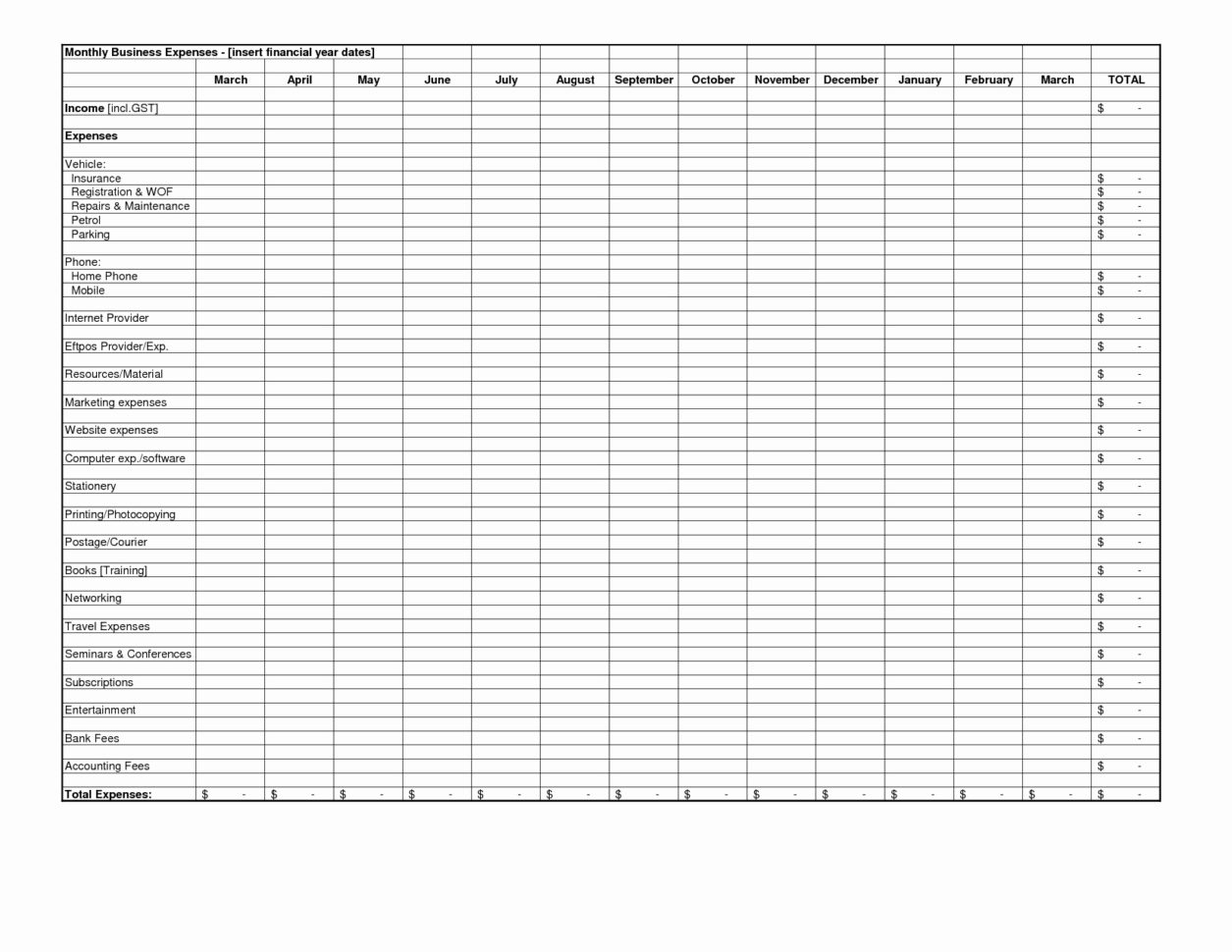 Monthly Business Budget Spreadsheet — db-excel.com