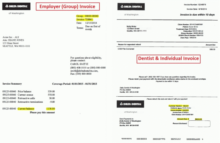 Submit A Payment To Delta Dental Of Washington And Dental Invoice in ...