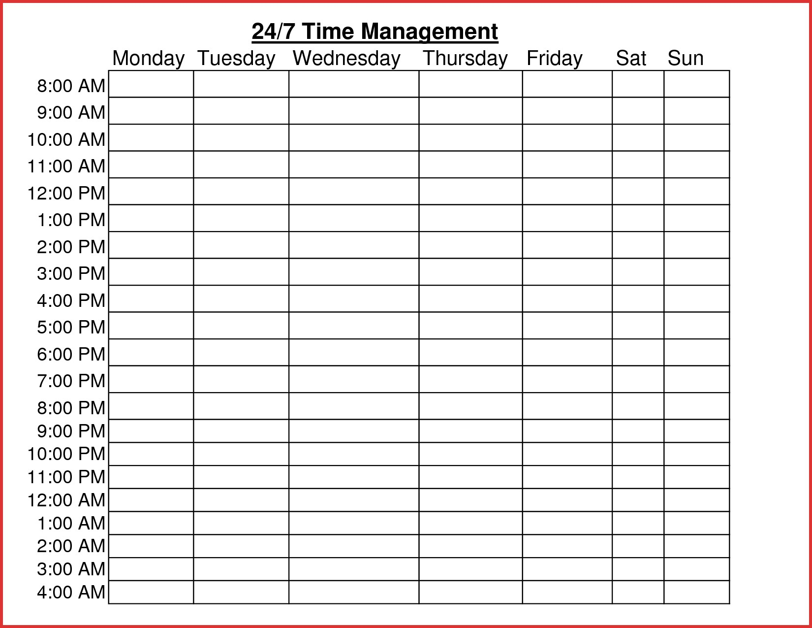 Time Management Worksheet Word Document Inspirationa Hourly Chart To