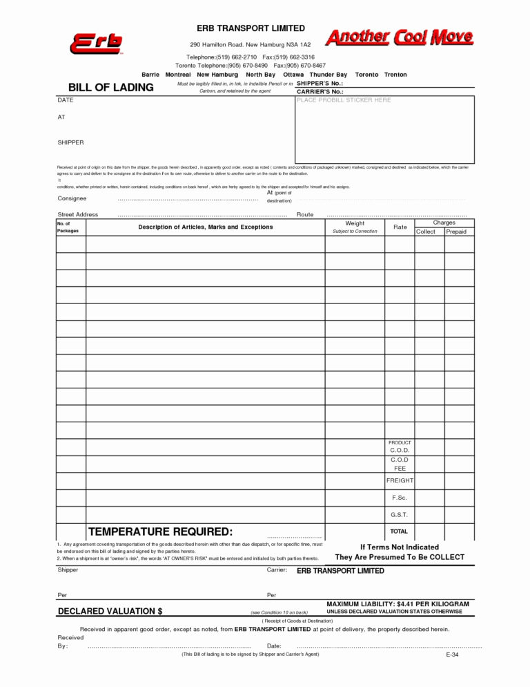 Trucking Invoice Template And Transport Receipt Sample Enderaltypark in ...