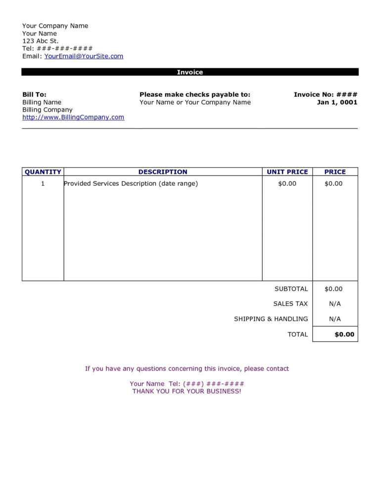 Trucking Invoice Template Word Document Invoice Template Blank and ...