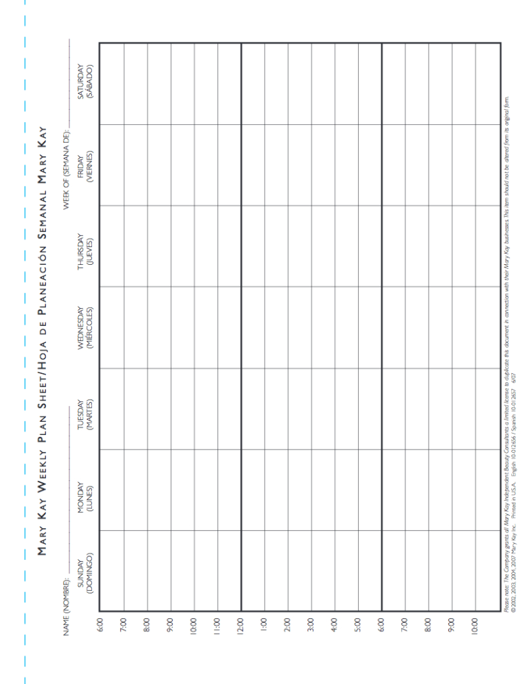 Weekly Accomplishment Sheet - Zoro.9Terrains.co for Mary Kay Inventory ...