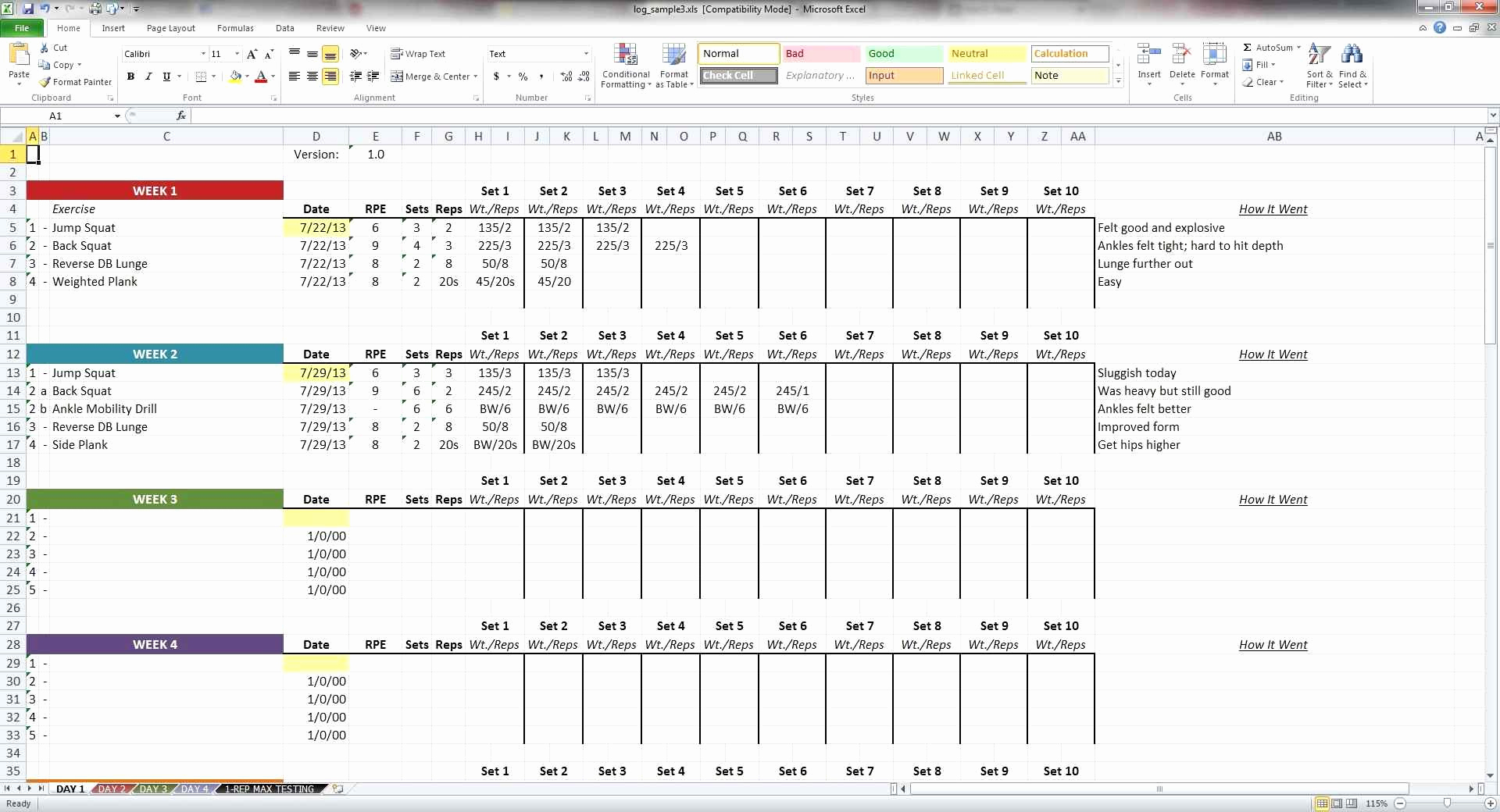5 3 1 Spreadsheet Intended For Crossfit Programming Spreadsheet 