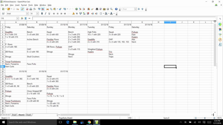 5X5 Workout Routine Spreadsheet with regard to Strongliftsheet Sheet ...