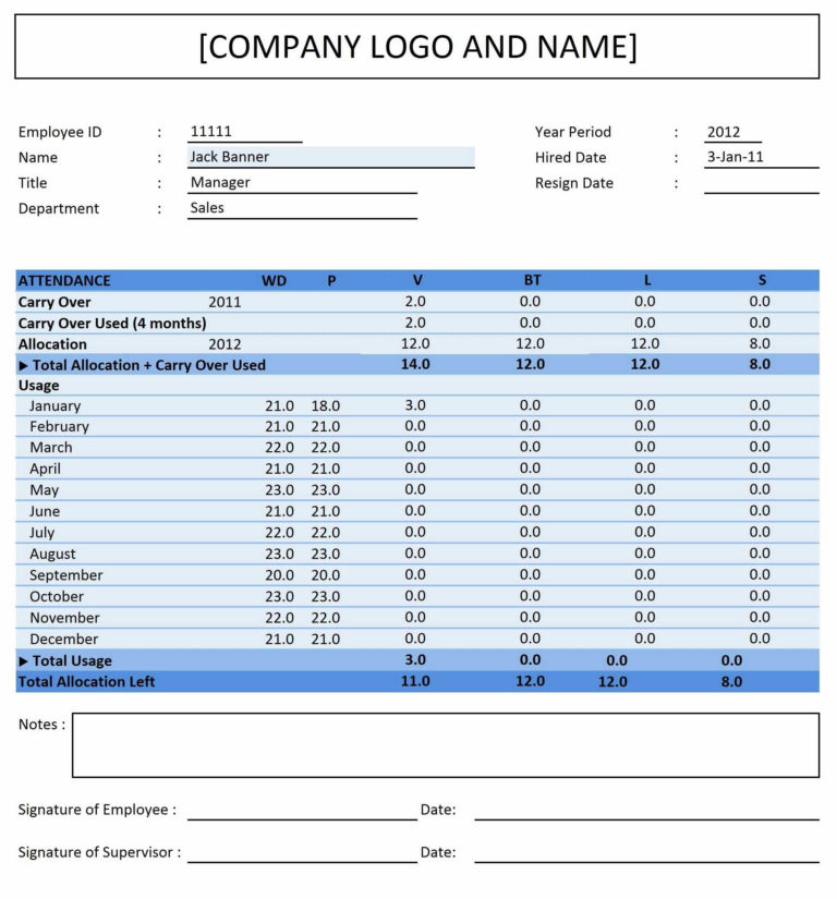 Absence Tracking Spreadsheet — db-excel.com