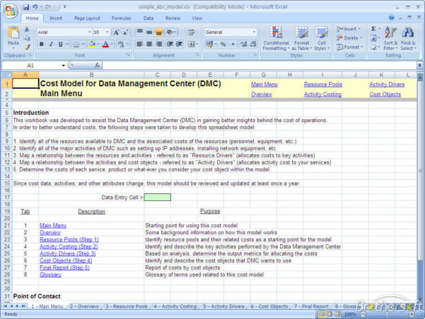 Activity Based Costing Spreadsheet pertaining to Download Free Simple ...