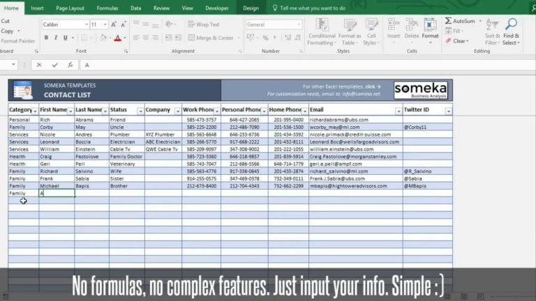 Address Spreadsheet Template for Contact List Template In Excel Free To ...