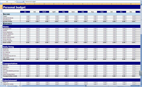 Annual Expenses Spreadsheet — db-excel.com