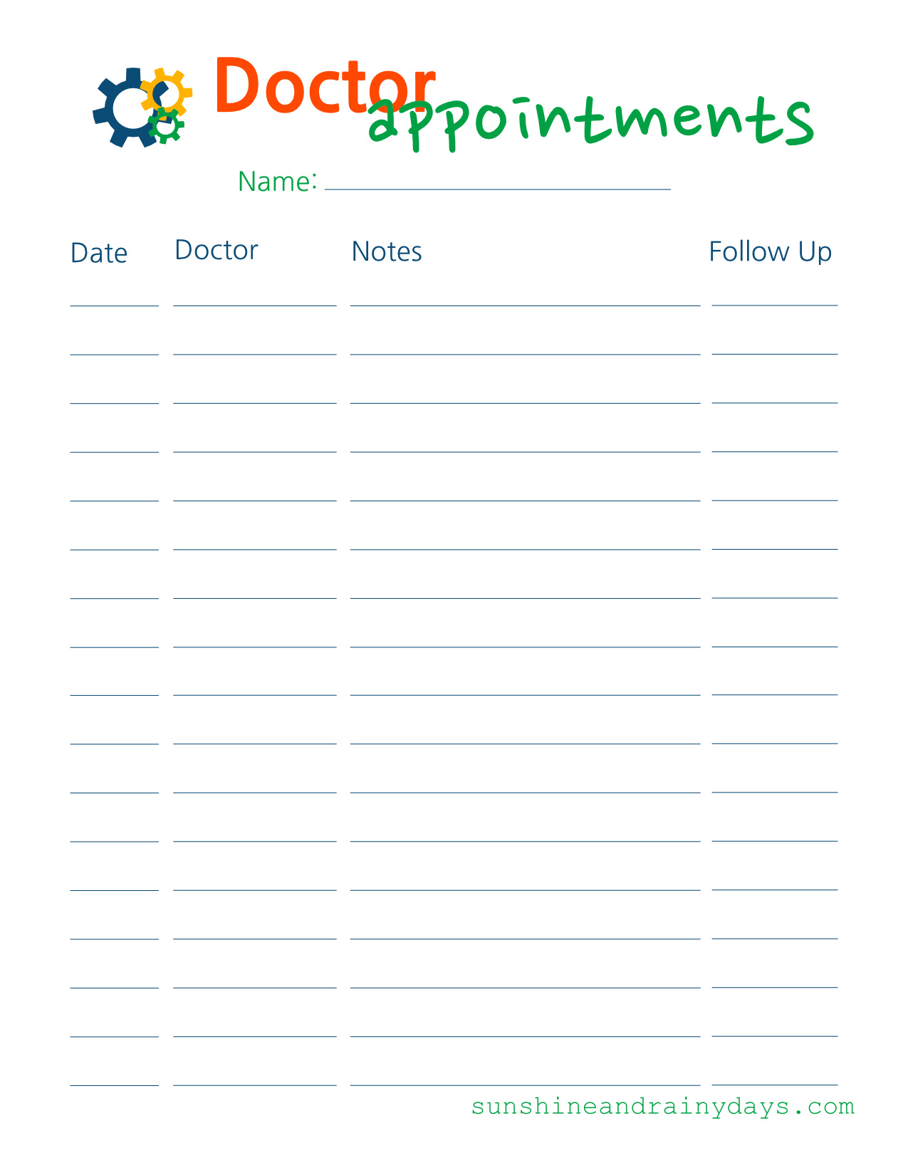 Printable Doctor Appointment Log Brennan Printable Doctor Appointment Log Brennan