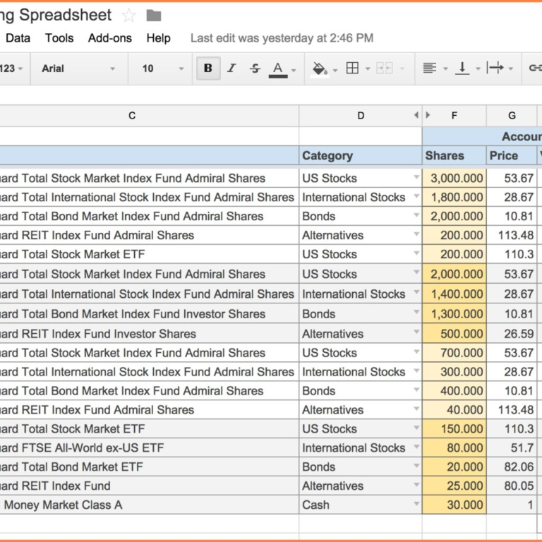 Asset Management Spreadsheet Db excel