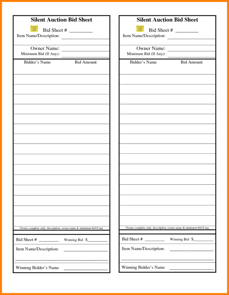 Auction Spreadsheet Template inside 5+ Auction Spreadsheet Template ...