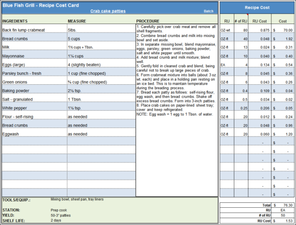 Baking Cost Calculator Spreadsheet with Menu Recipe Cost Spreadsheet ...