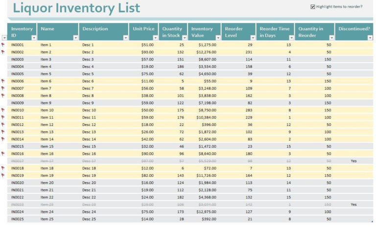 Bar Stocktake Spreadsheet — db-excel.com