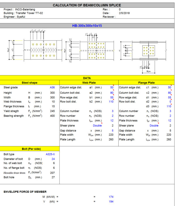 Beam Splice Design Spreadsheet regarding Calculation Of Beam Column Splice Civil Engineering ...