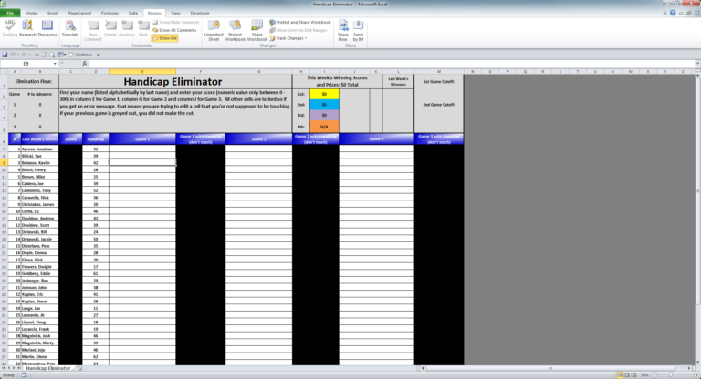 Bowling Handicap Spreadsheet for Bowlingchat • View Topic Eliminator ...