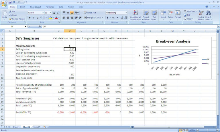 Break Even Spreadsheet — db-excel.com