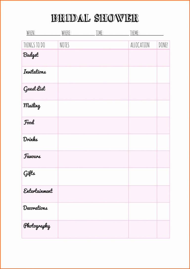 Bridal Shower Planning Spreadsheet — db-excel.com