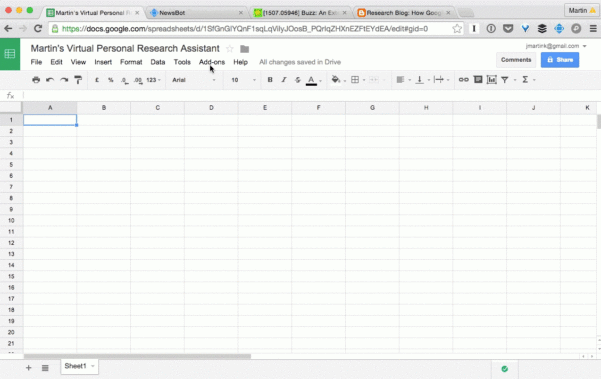 Building Spreadsheets in Building A Personal Research Assistant In A ...