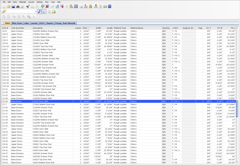Cabinet Cut List Spreadsheet in Production Documentation – Cabwriter — db-excel.com