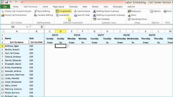 Call Center Scheduling Excel Spreadsheet inside Resource Capacity ...