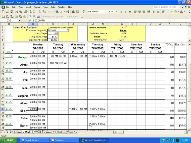 Call Center Scheduling Excel Spreadsheet throughout On Call Schedule ...