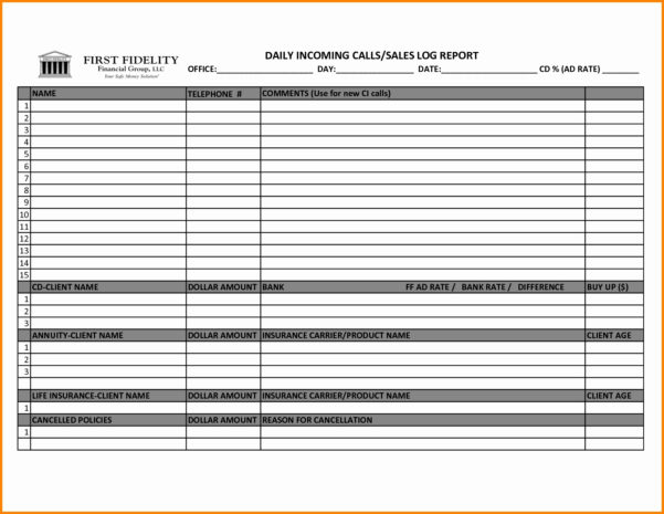 Call Tracking Spreadsheet Template inside Sales Call Schedule Template ...