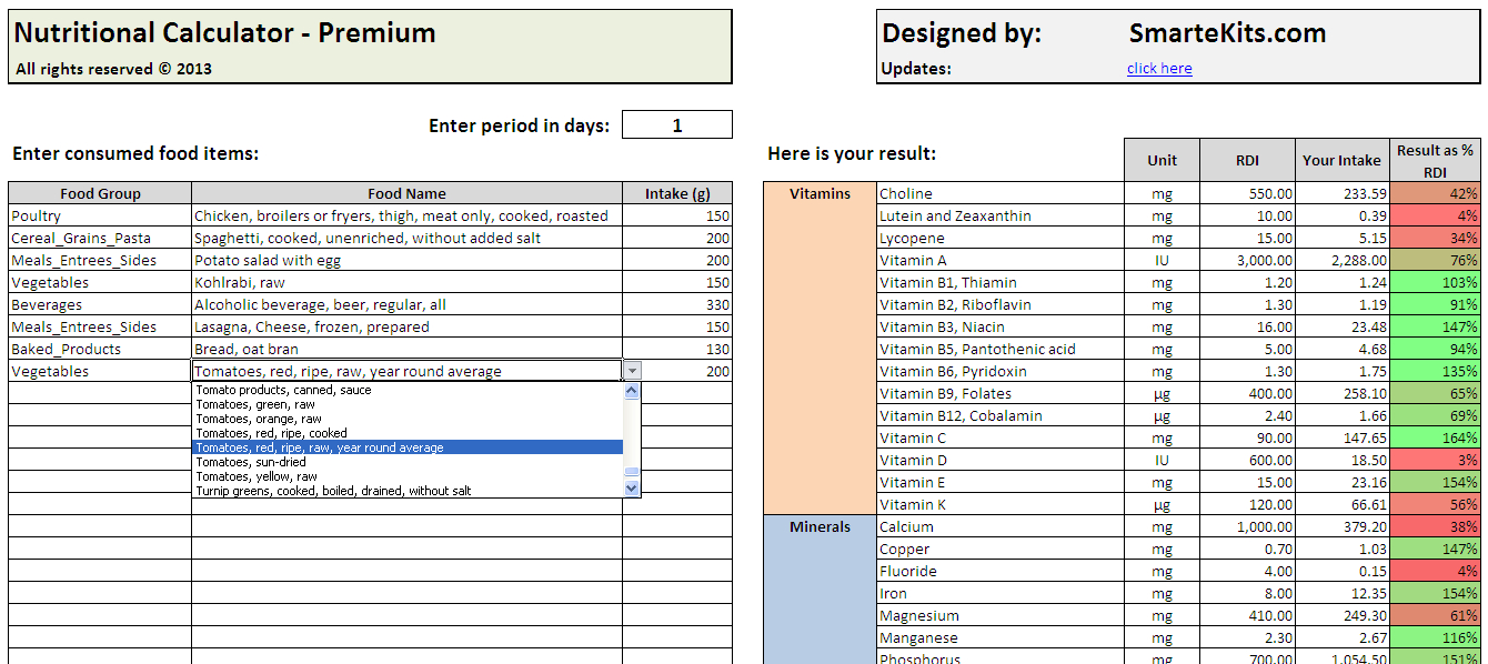 Calorie Counter Excel Spreadsheet Free Download Db excel
