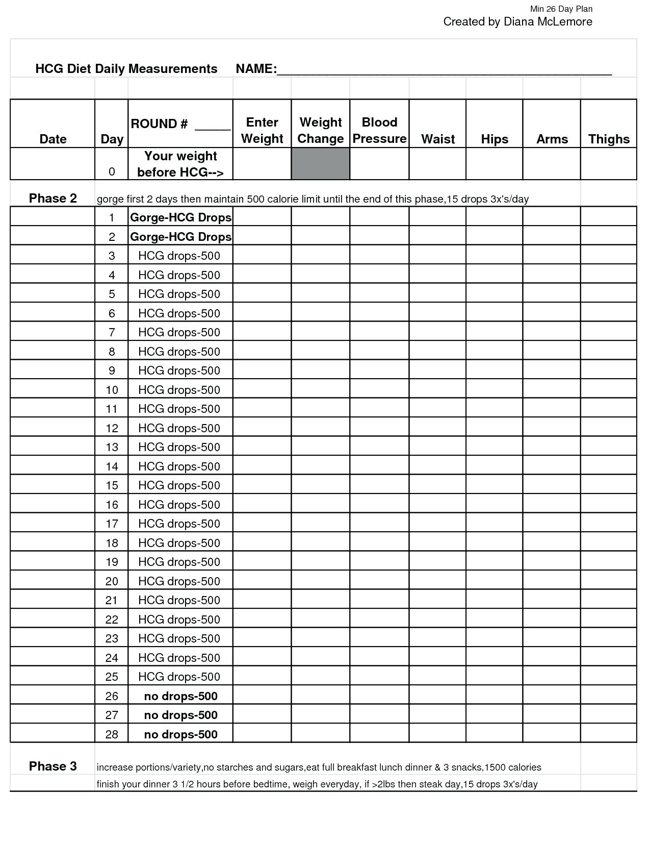 Calorie Tracker Spreadsheet With Regard To Hcg Diet Food Plan Calorie 