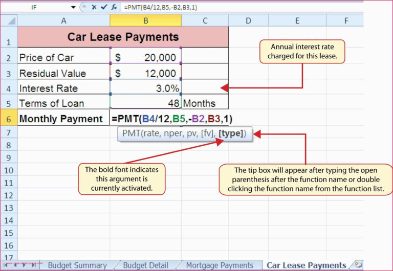 Car Buy Vs Lease Spreadsheet regarding Auto Lease Calculator ...