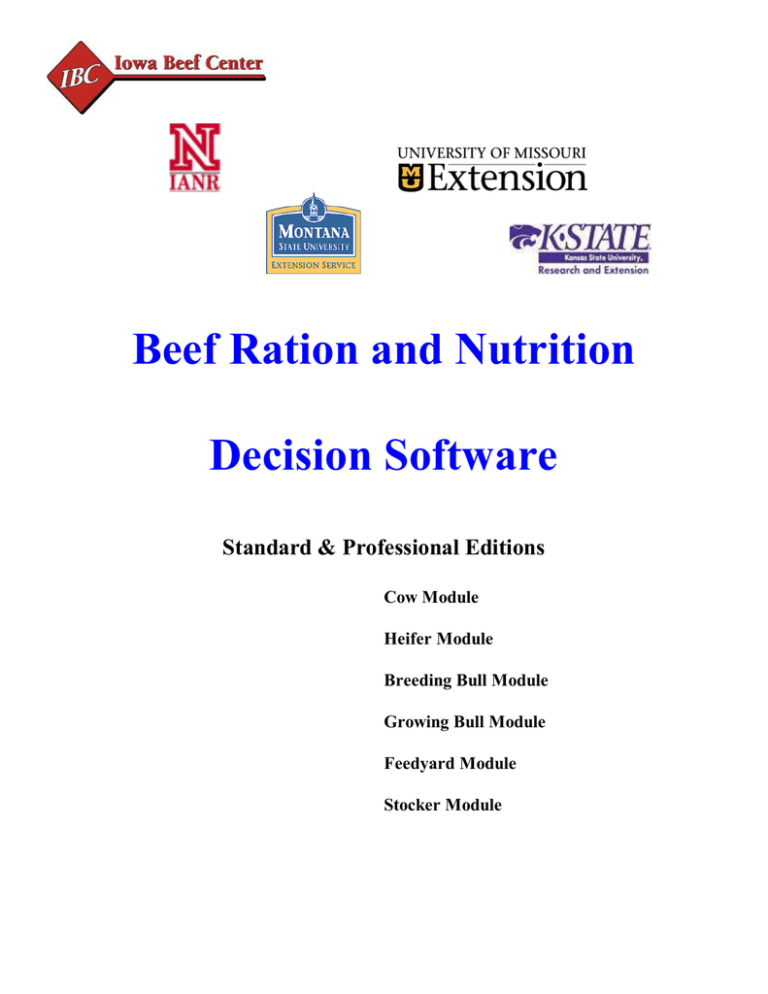 Cattle Ration Spreadsheet Throughout Beef Ration And Nutrition Decision Software Standard